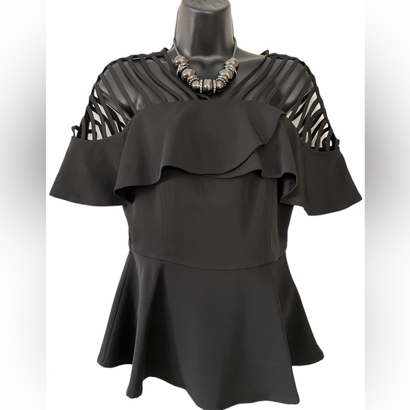 Gracia | Tops | Copy Gracia Black Solid Off Shoulder Ruffled Strappy ...